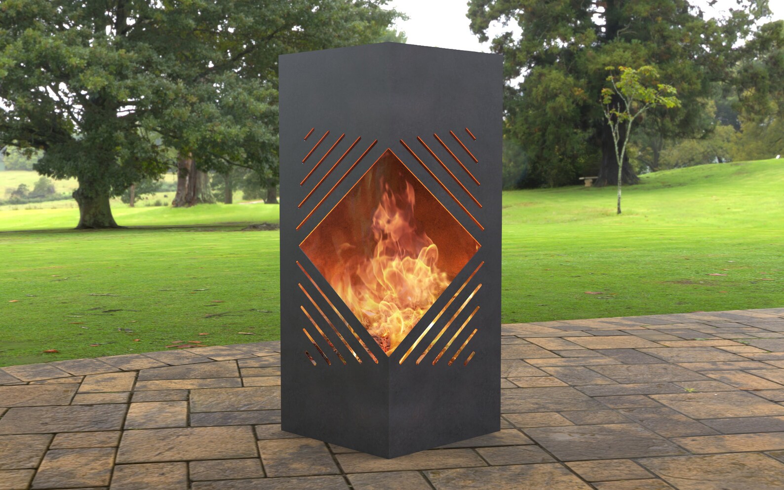 Pyramid Rhombus II Fire Pit, Digital Goods, Firepit Metal Art, Metal ...