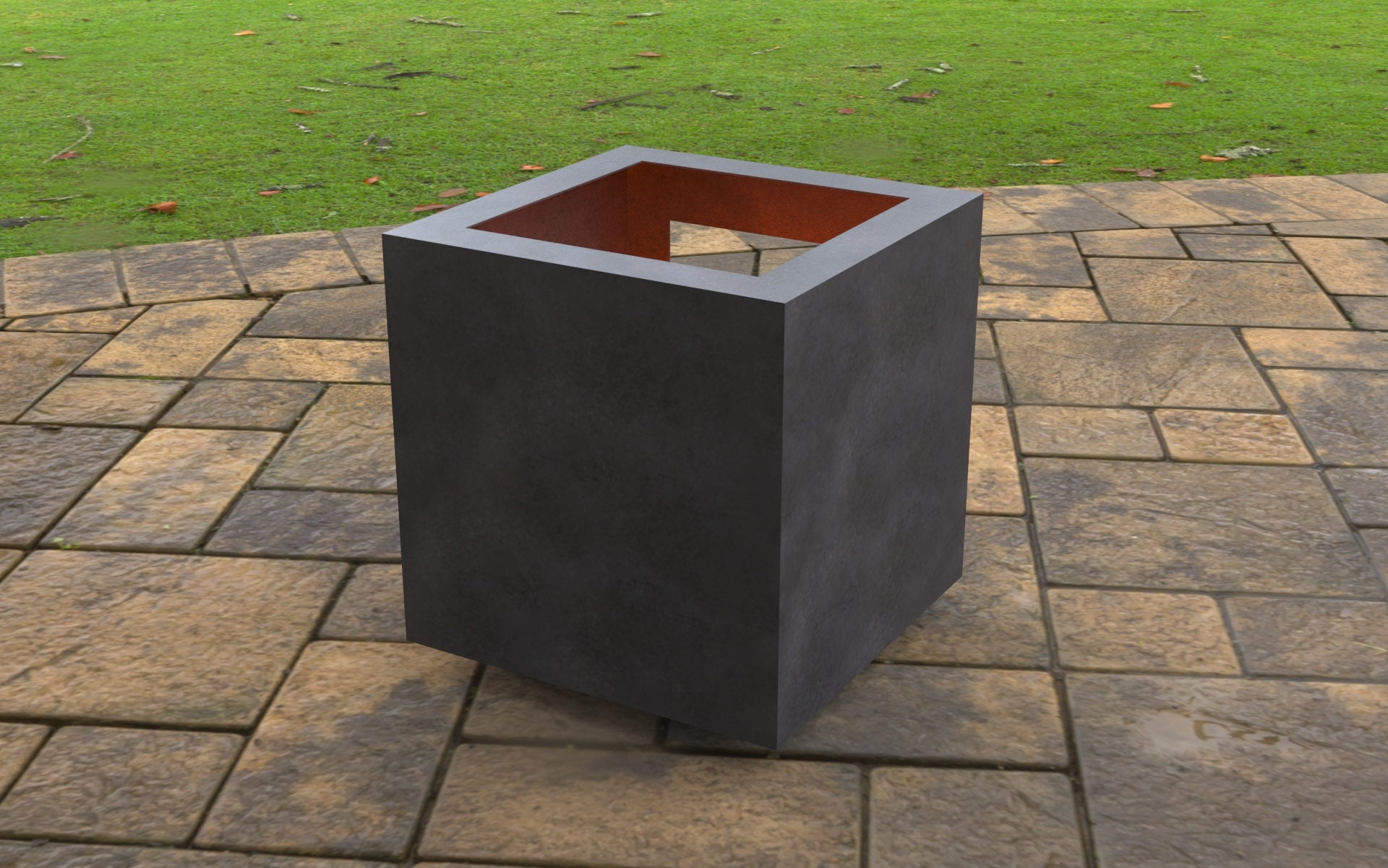 Modern Cube With Square Cutout Fire Pit, Digital Product, Files DXF ...