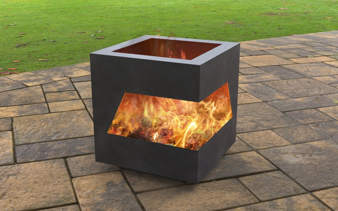 Modern Cube With Cutout Fire Pit, Digital Product, Files DXF, SVG for ...