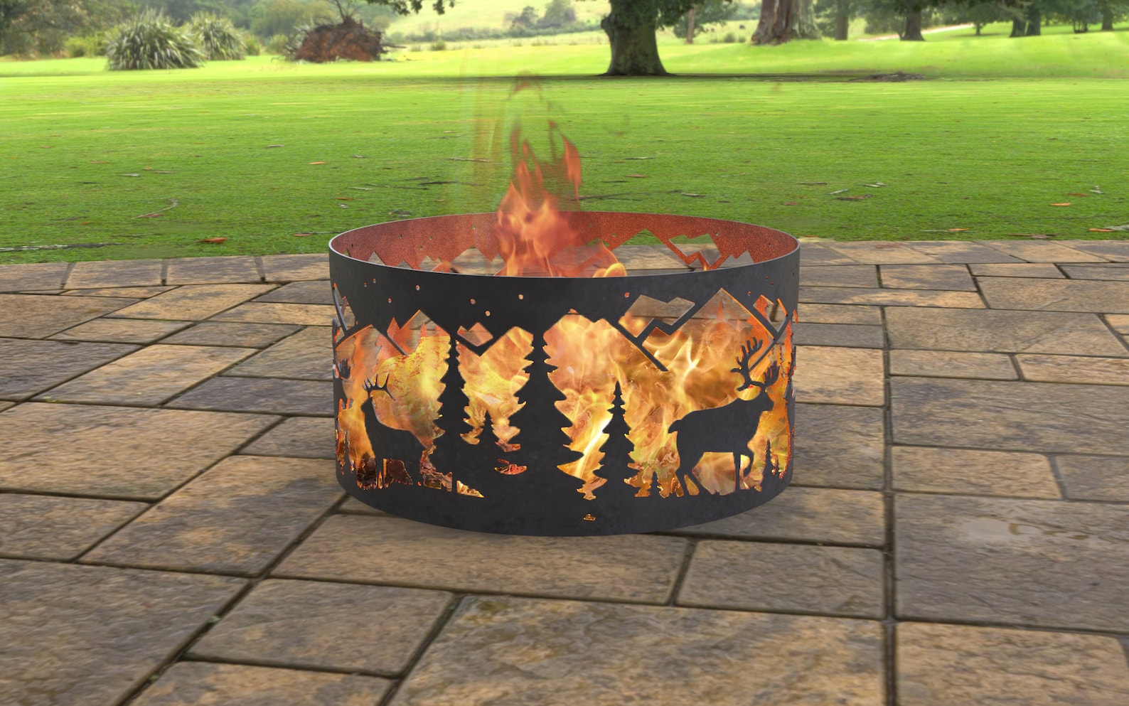 Fire Pit Ring Nature Scene, Digital Product, Files DXF SVG for Cnc ...