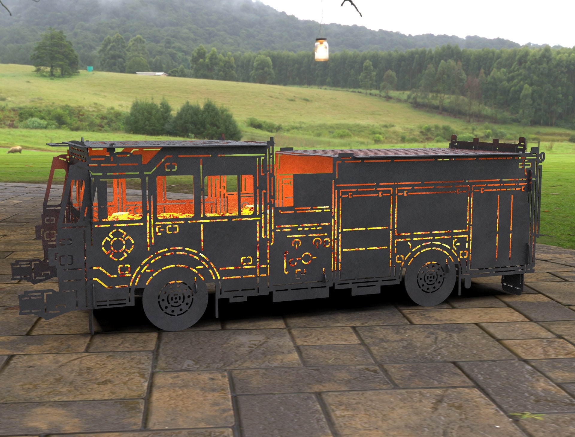 Fire Truck Engine Fire Pit Digital Product Files DXF SVG - Etsy