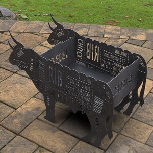 Bull Fire Pit, Digital Product, Files DXF, SVG for CNC, Plasma, Laser ...