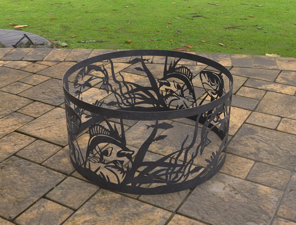 Fire Pit Ring Fish Scene, Digital Product, Files DXF SVG for Cnc ...
