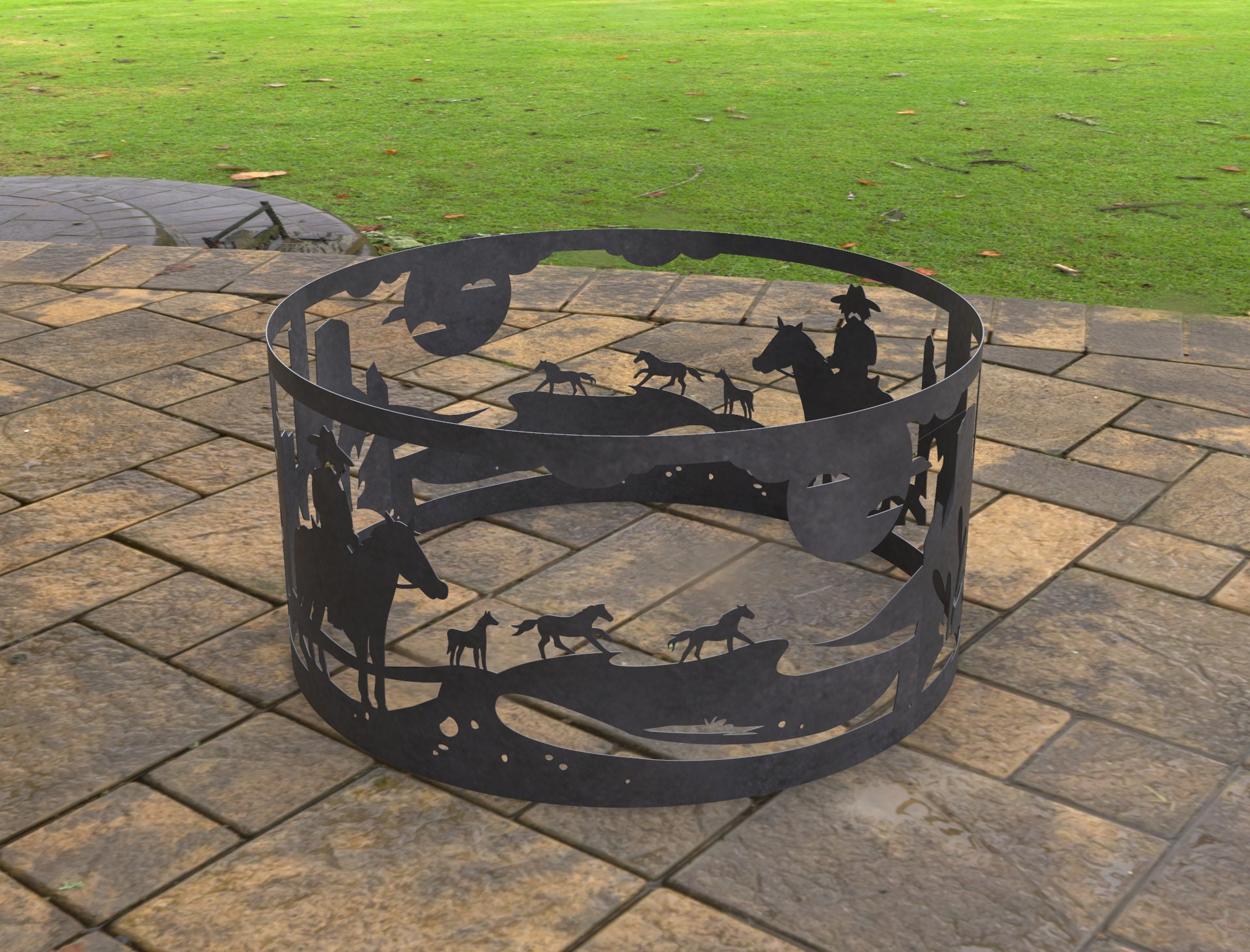 Fire Pit Ring Desert Nature Scene Digital Product Files DXF - Etsy