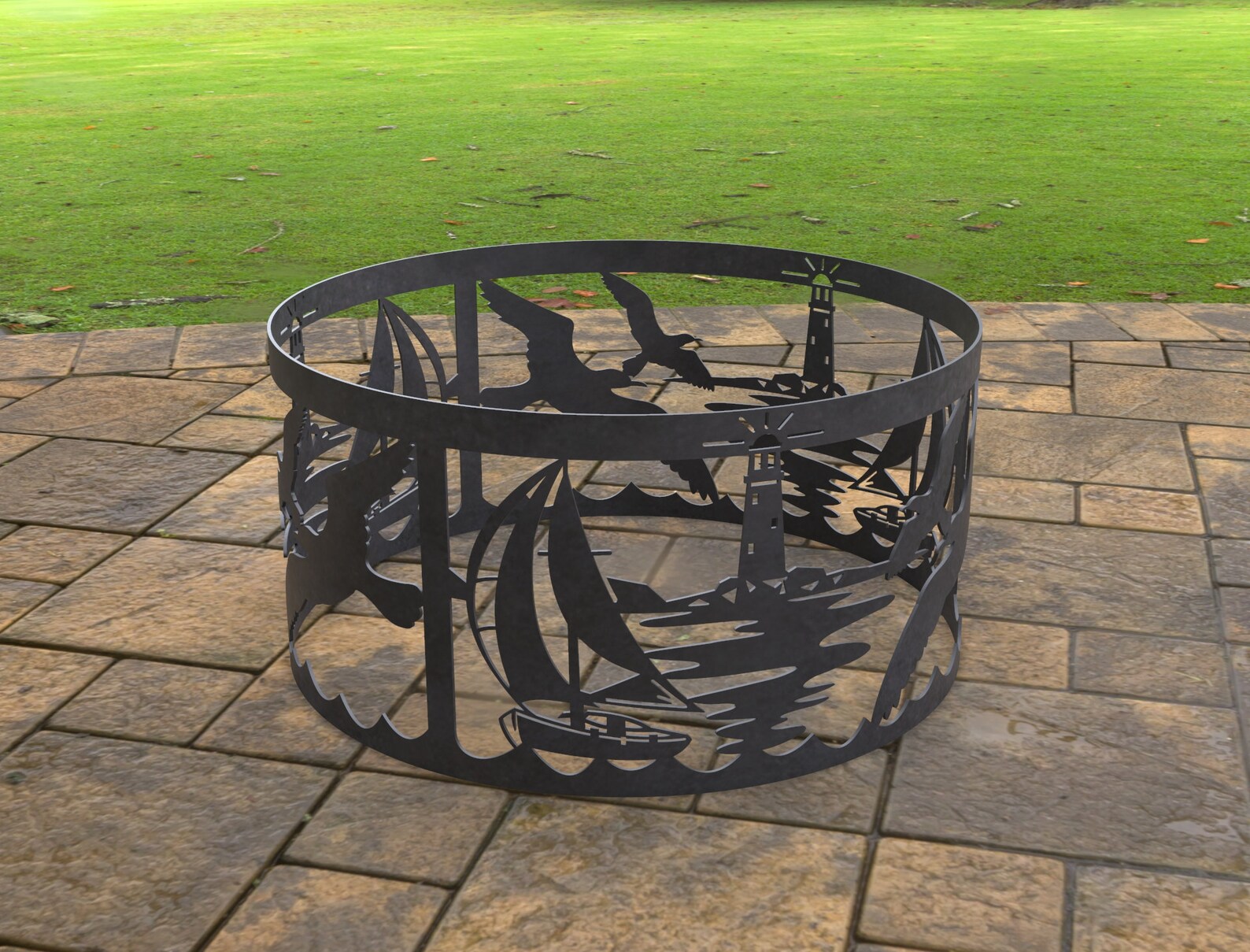 Fire Pit Ring Nautical Scene 2 Digital Product Files DXF SVG | Etsy