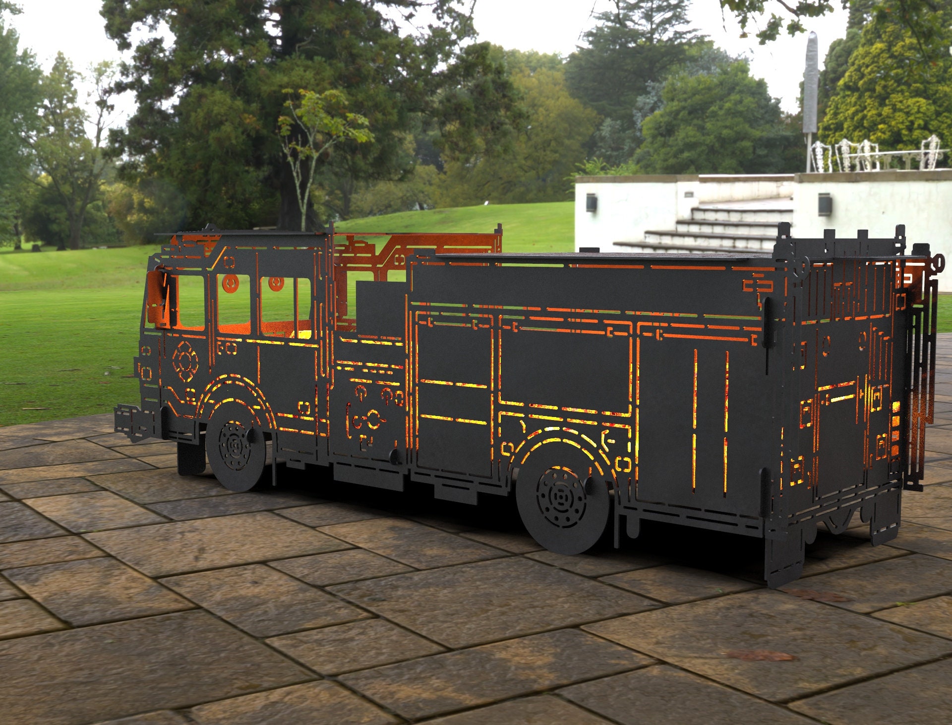 Fire Truck Engine Fire Pit Digital Product Files DXF SVG - Etsy