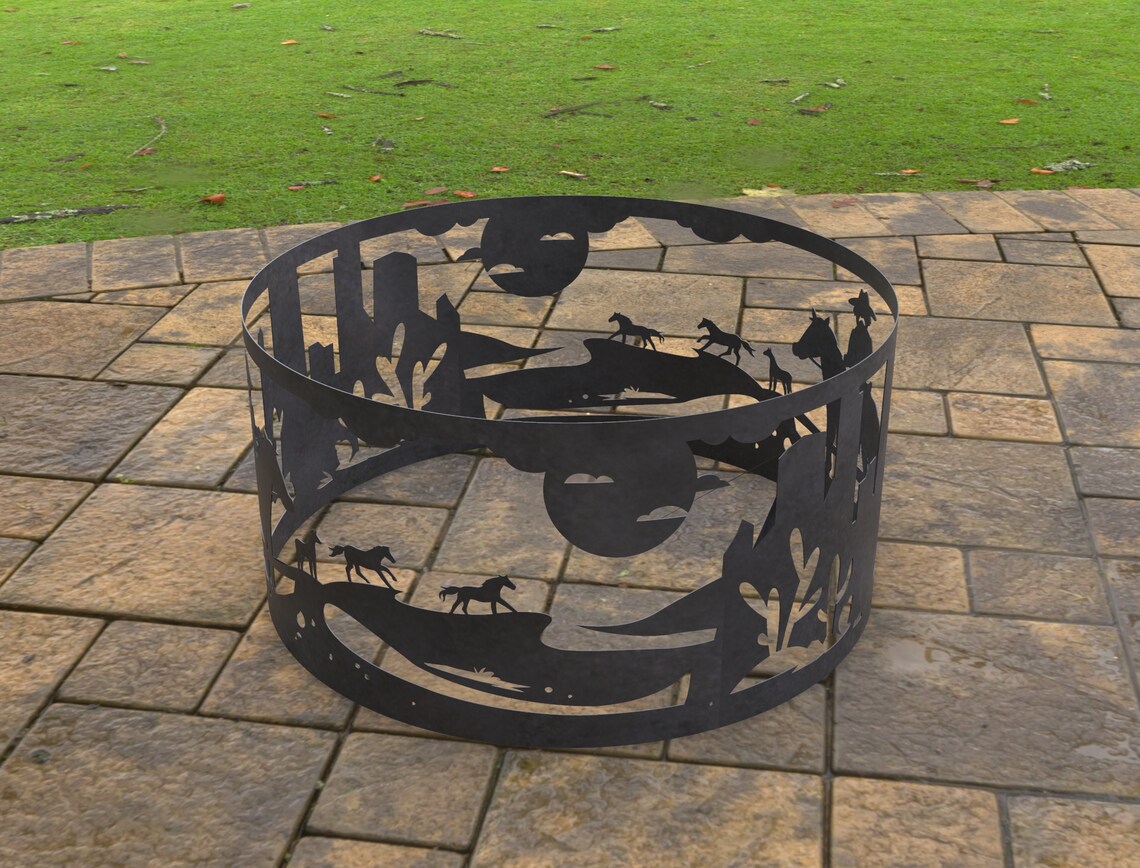 Fire Pit Ring Desert Nature Scene Digital product files DXF | Etsy