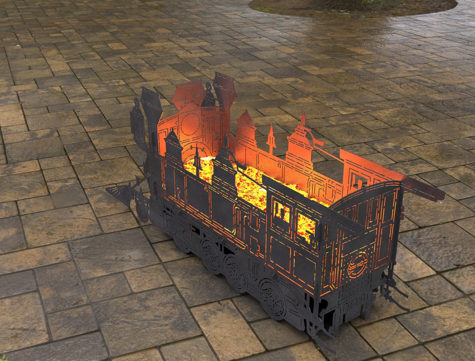 Train Locomotive Fire Pit Digital Product Files DXF SVG for - Etsy