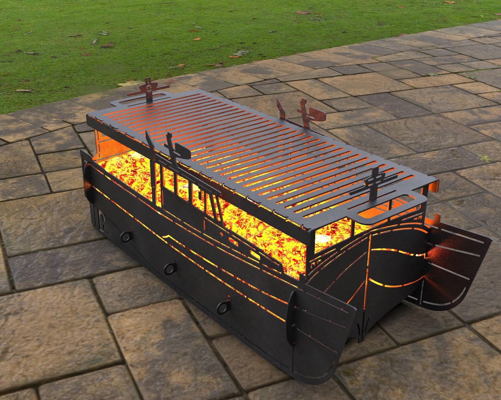 Boat Fire Pit, Digital Product, Files DXF, SVG for Cnc, Laser, Plasma ...