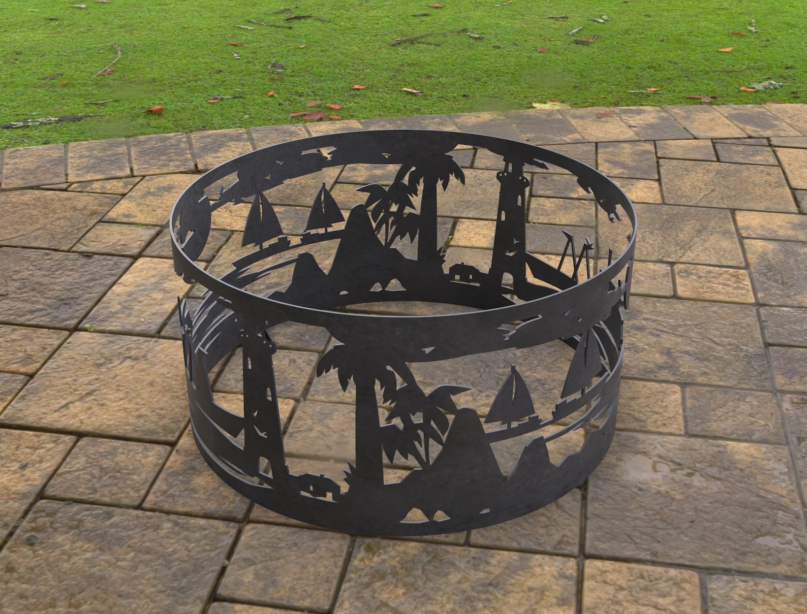 Fire Pit Ring Nautical Scene Digital Product Files DXF SVG - Etsy