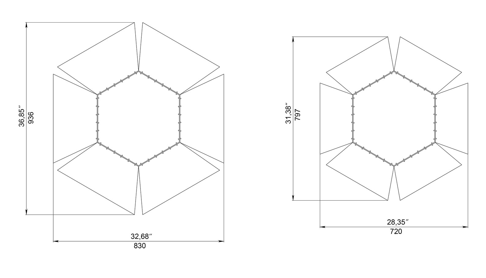 Hexagon Fire Pit II Digital Product Files DXF SVG for Cnc - Etsy