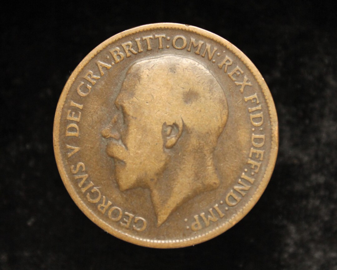 Scarce George V 1918 H One Penny Heaton Mint Birmingham Low Mintage ...