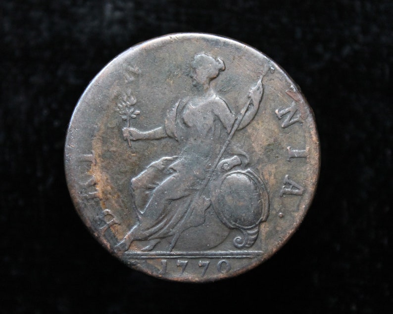 George III Half Penny 1770 Halfpenny Copper Coin English Georgian Era ...