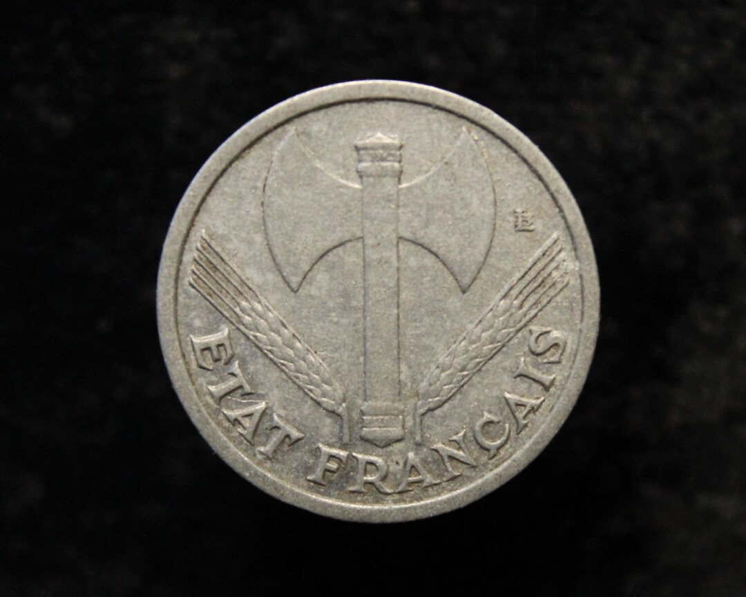 France 1944 1 Franc Vichy French State WW2 Era Aluminium Coin Paris ...