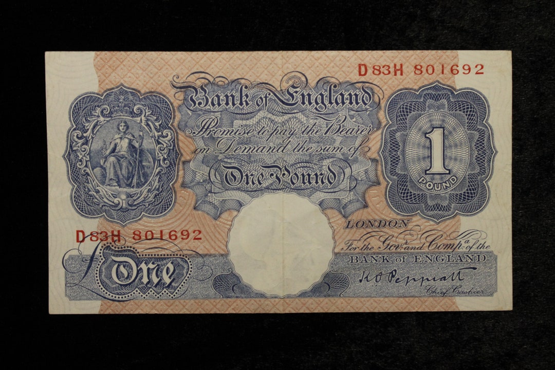 Wartime Emergency One Pound Banknote Bank of England Peppiatt 1940 Blue ...