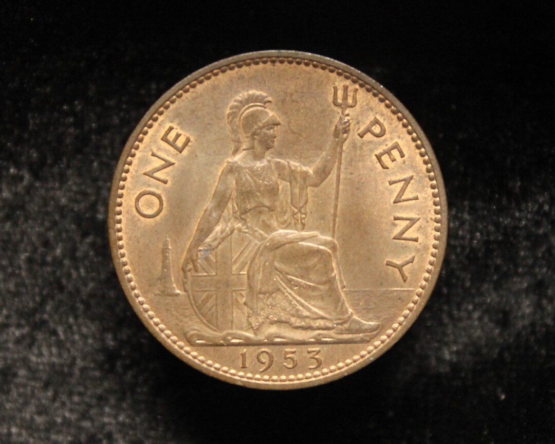 Scarce Elizabeth II 1953 One Penny High Grade With Lustre British ...