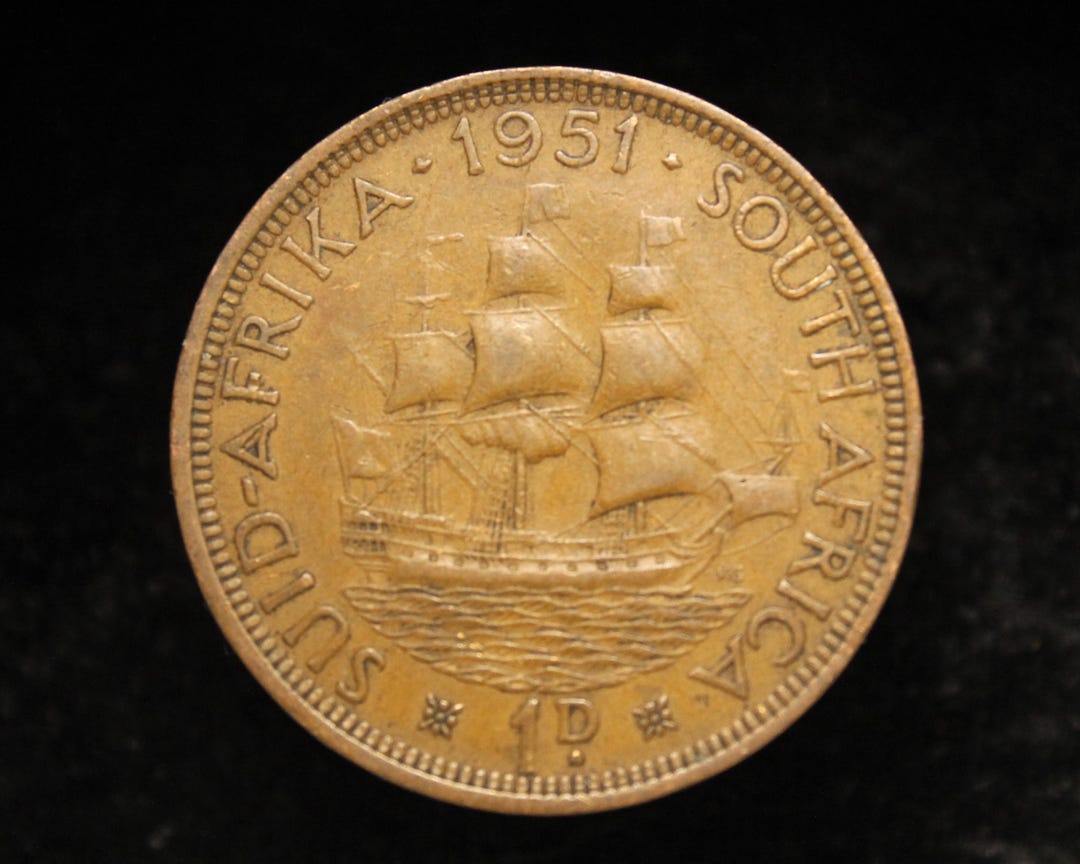 South Africa George VI Penny 1951 Dromedaris Ship Collectible Bronze ...