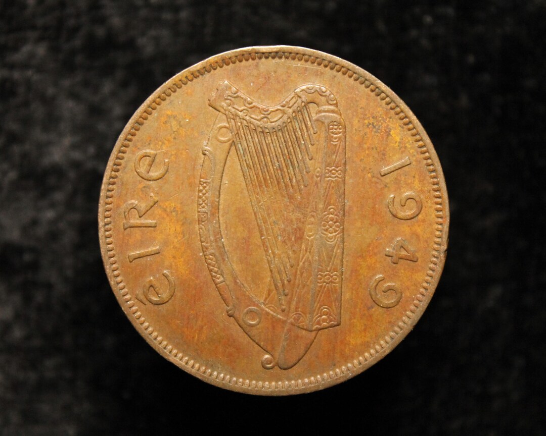 Ireland Irish Republic Penny 1949 Harp Hen & Chicks Collectible Bronze ...