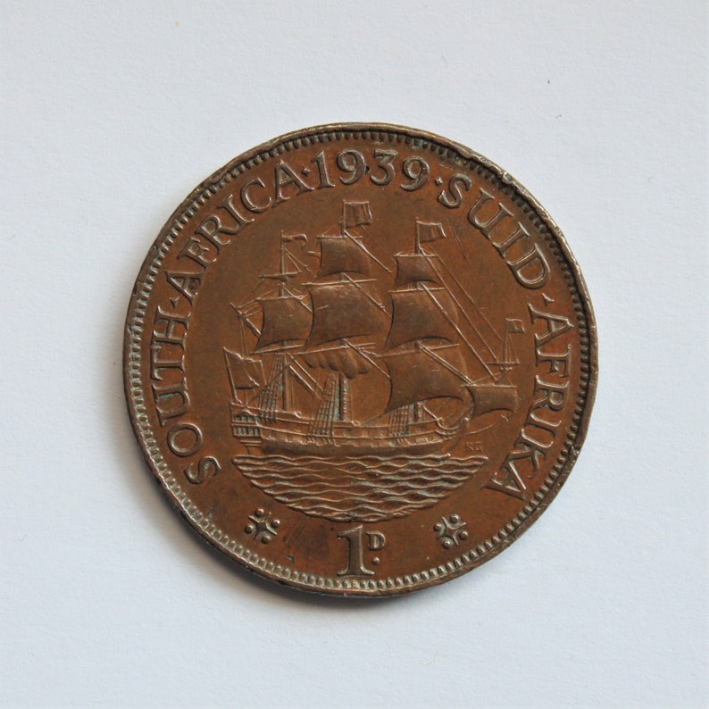 South Africa George VI Penny 1939 Dromedaris Ship Collectible Bronze ...