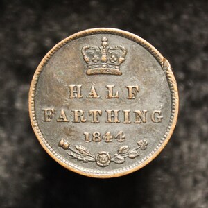Victoria 1844 Half Farthing Antique Victorian British Copper Coin - Etsy