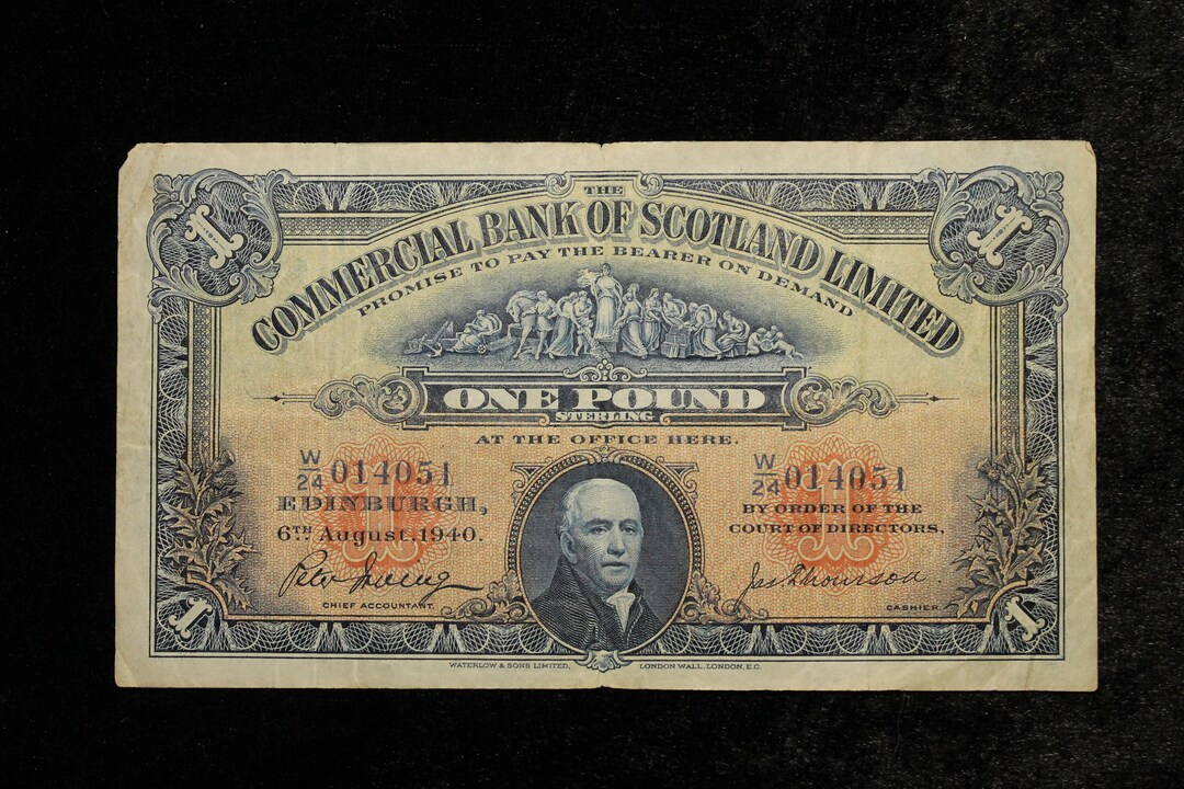 WW2 Commercial Bank of Scotland One Pound Scottish Banknote 1940 ...