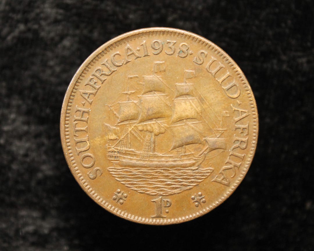 South Africa George VI Penny 1938 Dromedaris Ship Collectible Bronze ...