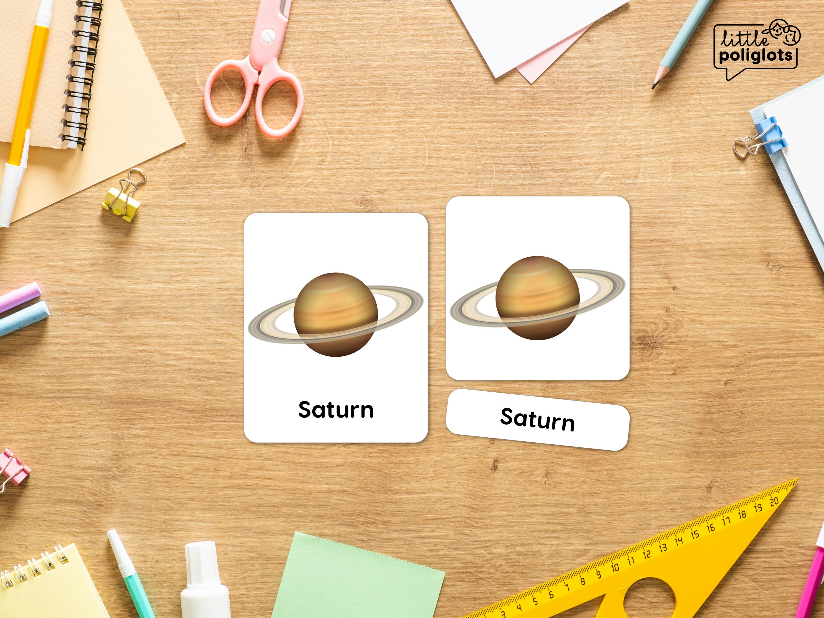 SOLAR SYSTEM Montessori 3-part Cards: Multilingual Flash Cards With ...
