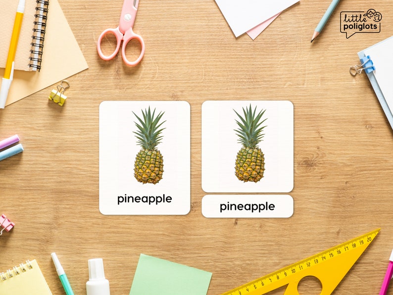 FRUITS Montessori 3-part Cards Multilingual and With Realistic Photos ...