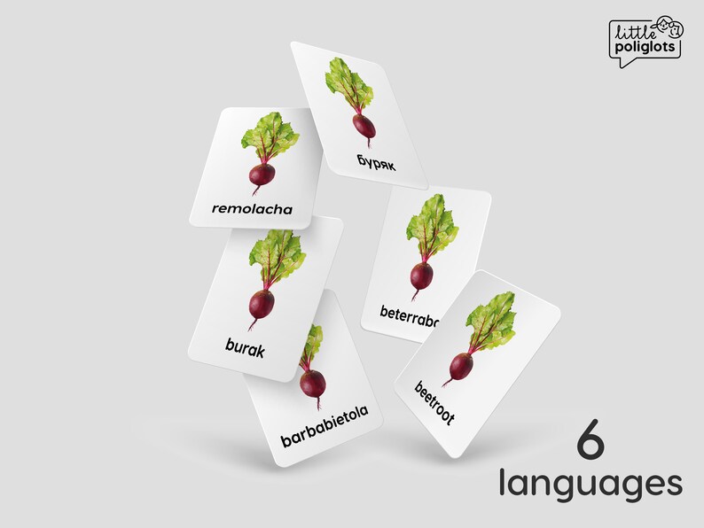 VEGETABLES Montessori 3-part Cards Multilingual and With Realistic ...
