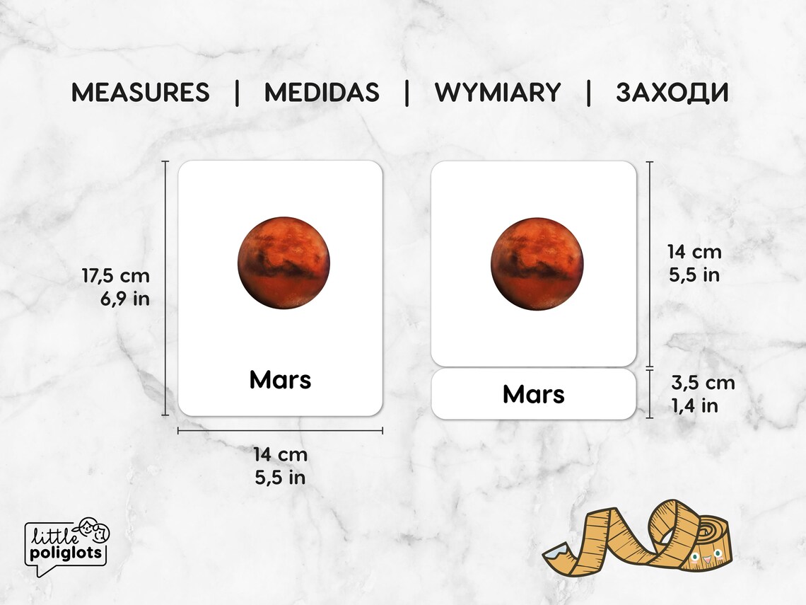 SOLAR SYSTEM Montessori 3-part Cards: Multilingual Flash Cards With ...