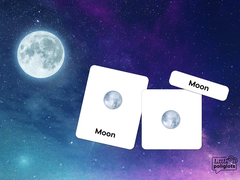 SOLAR SYSTEM Montessori 3-part Cards: Multilingual Flash Cards With ...