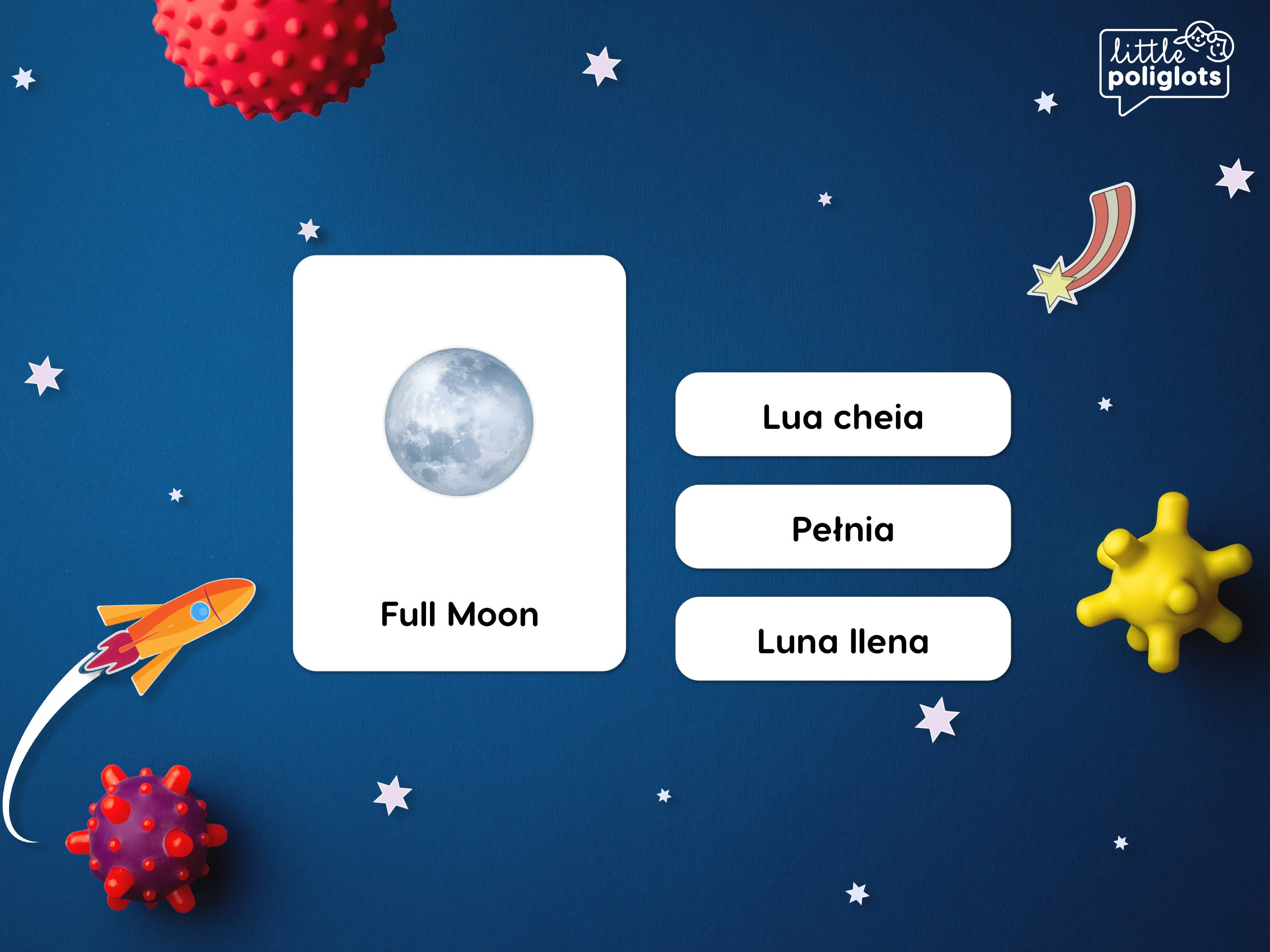 Moon Phases Montessori 3-part Cards: Multilingual Flash Cards - Etsy
