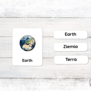 SOLAR SYSTEM Montessori 3-part Cards: Multilingual Flash Cards With ...