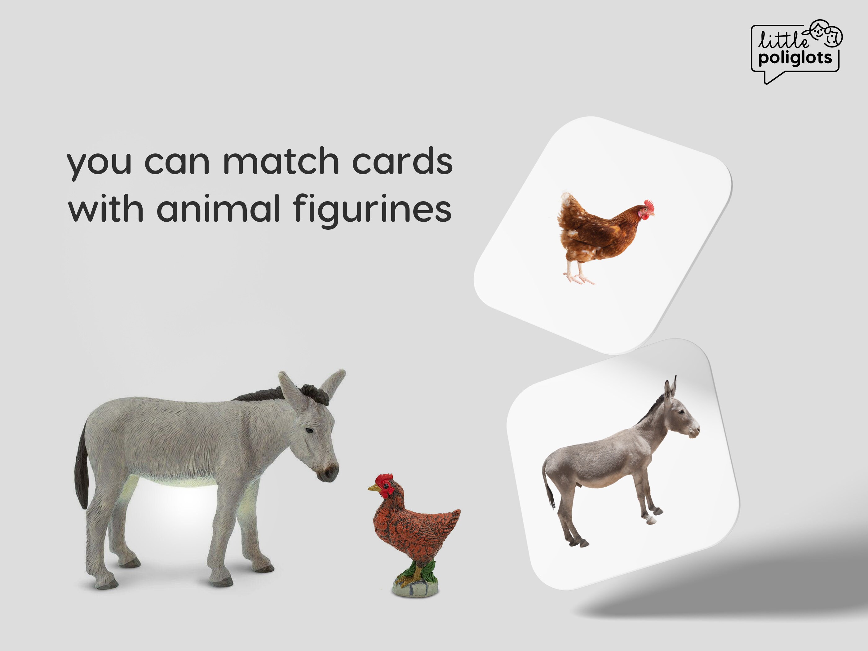 FARM ANIMALS Montessori 3-part Cards Multilingual and With Realistic ...