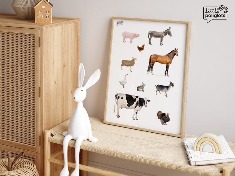 FARM ANIMALS Montessori 3-part Cards Multilingual and With Realistic ...