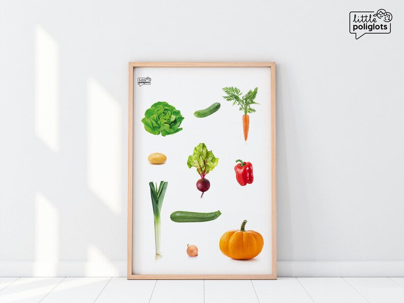 VEGETABLES Montessori 3-part Cards Multilingual and With Realistic ...