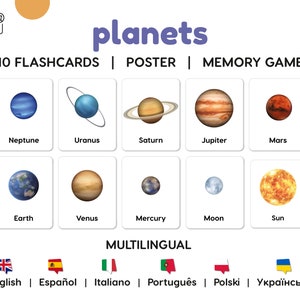 SOLAR SYSTEM Montessori 3-part Cards Multilingual and With - Etsy