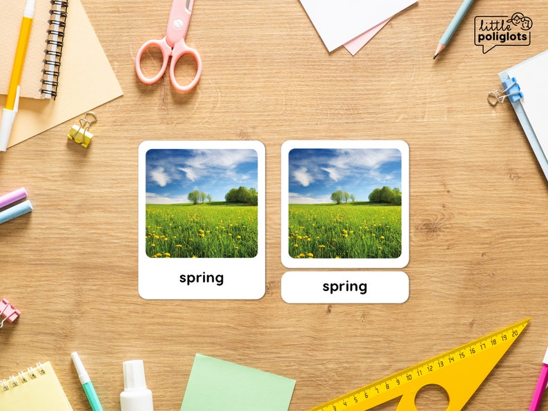 SPRING Montessori 3-part Cards Multilingual and With Realistic Photos ...