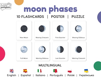 Moon Phases 3-part Cards - Etsy