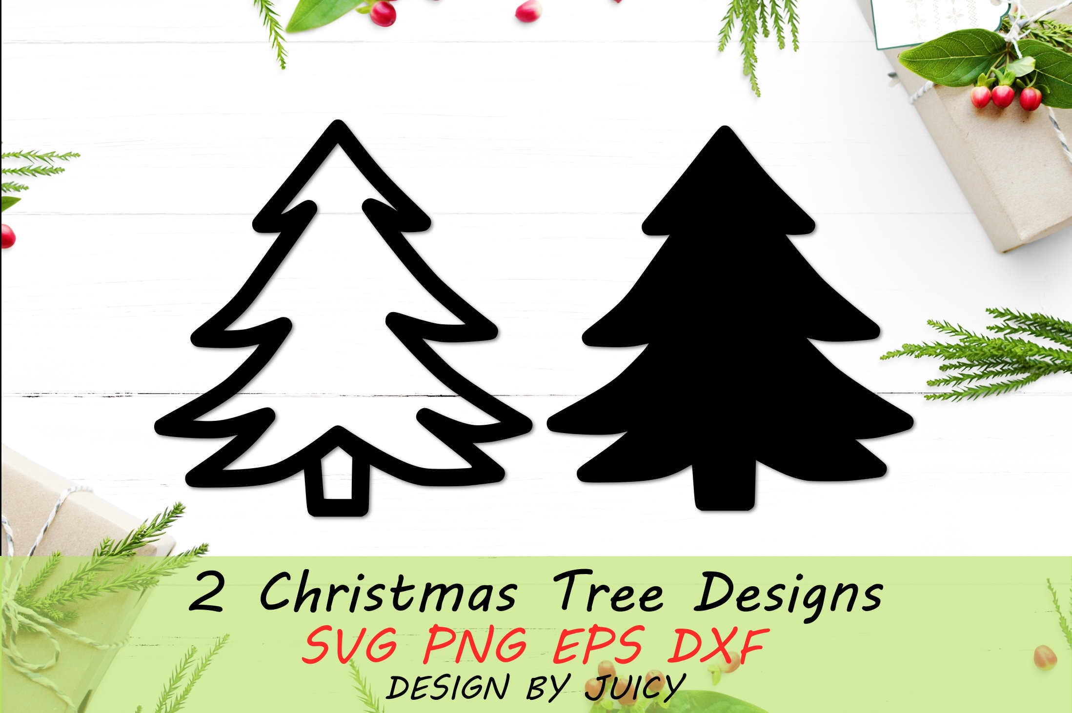 Christmas Tree Outline Svg Bundle, Svg Png Eps Dxf, Pine Tree Stencil ...