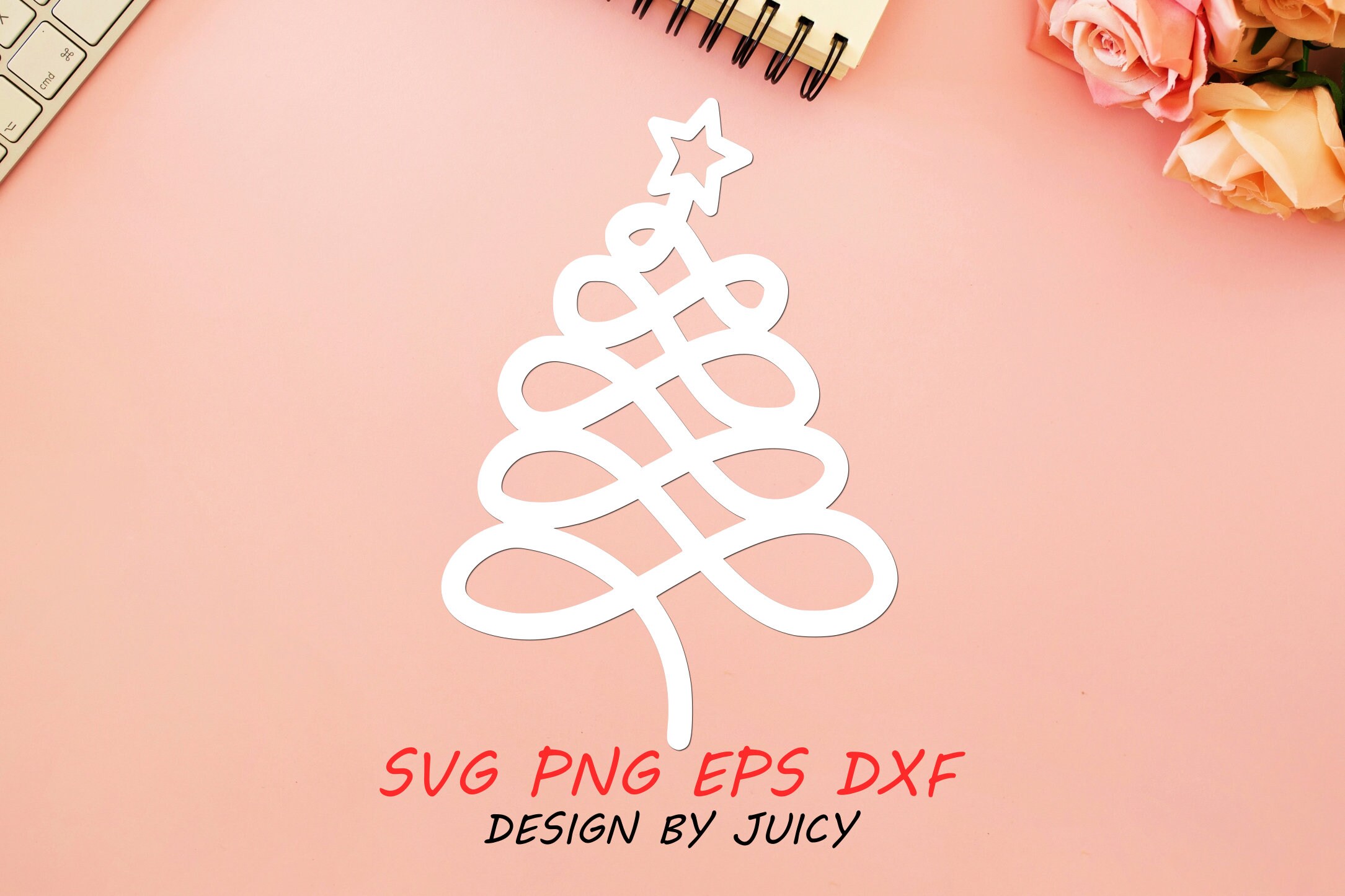 Swirly Christmas Tree Svg Png Eps Dxf, Single Line Drawing Pine Tree ...
