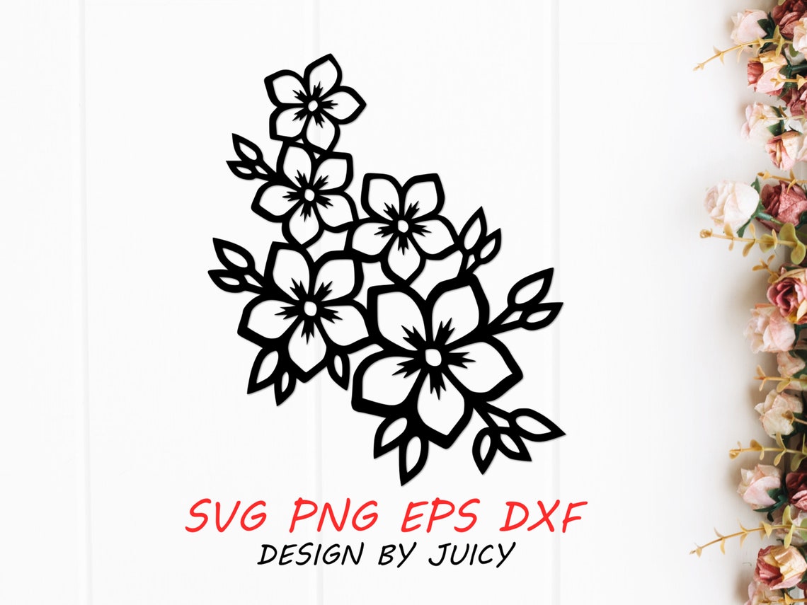Fleur de cerisier Svg Png Dxf Eps, Sakura svg, fichier vectoriel fleur ...