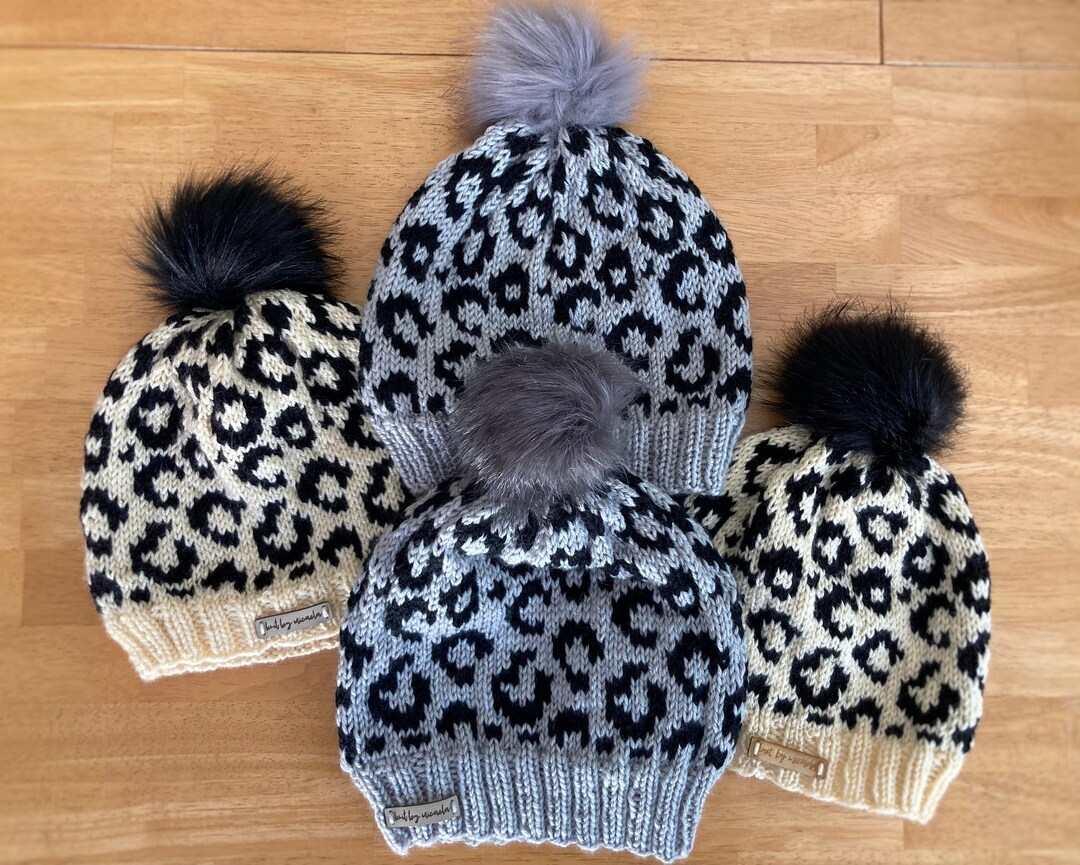 Hand Knit Cheetah Print Leopard Print Hat Adult Size Winter Beanie - Etsy