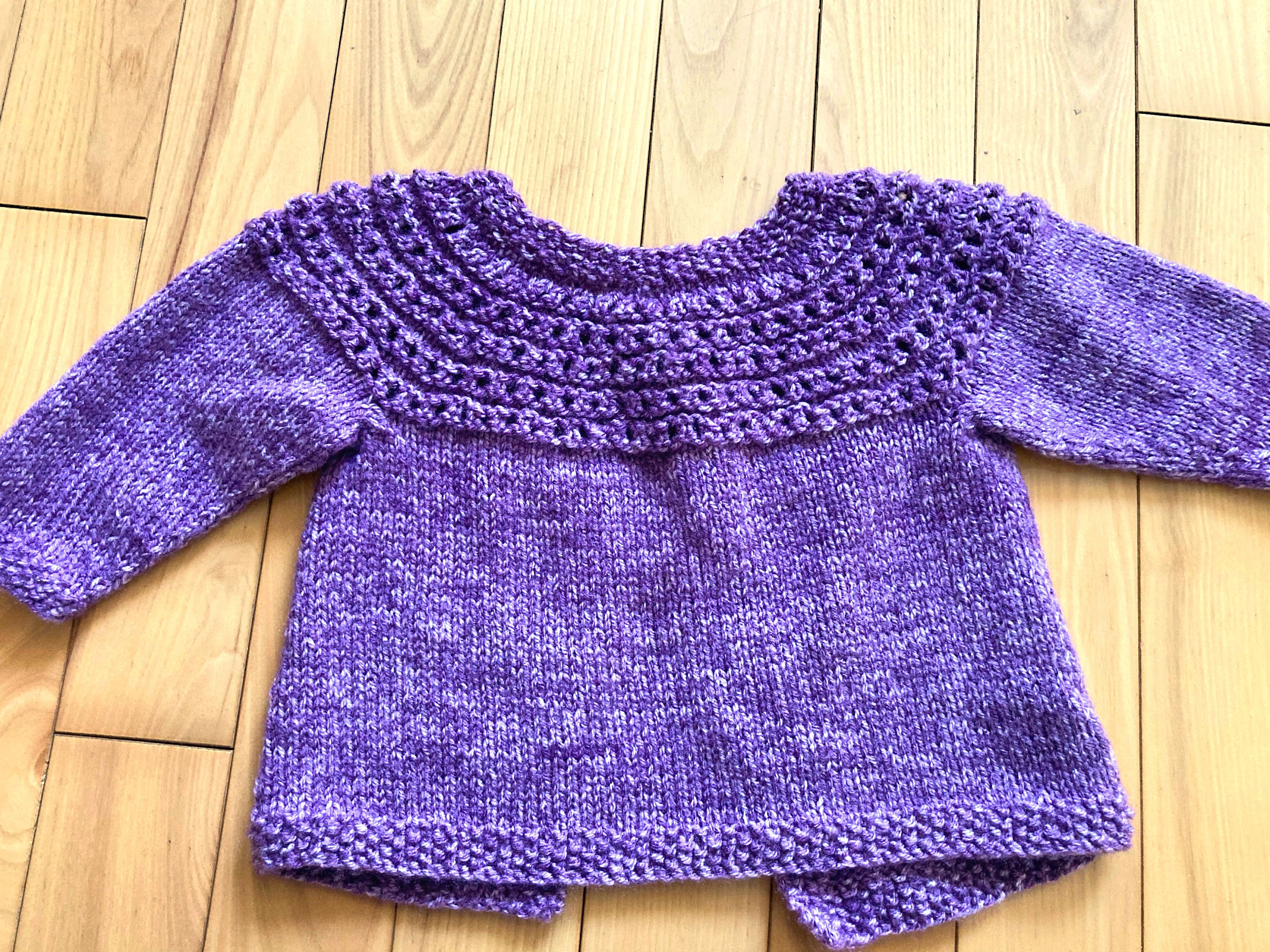 Girls Hand Knit Easter Sweater Cardigan Pink and Purple Size 3 | Etsy