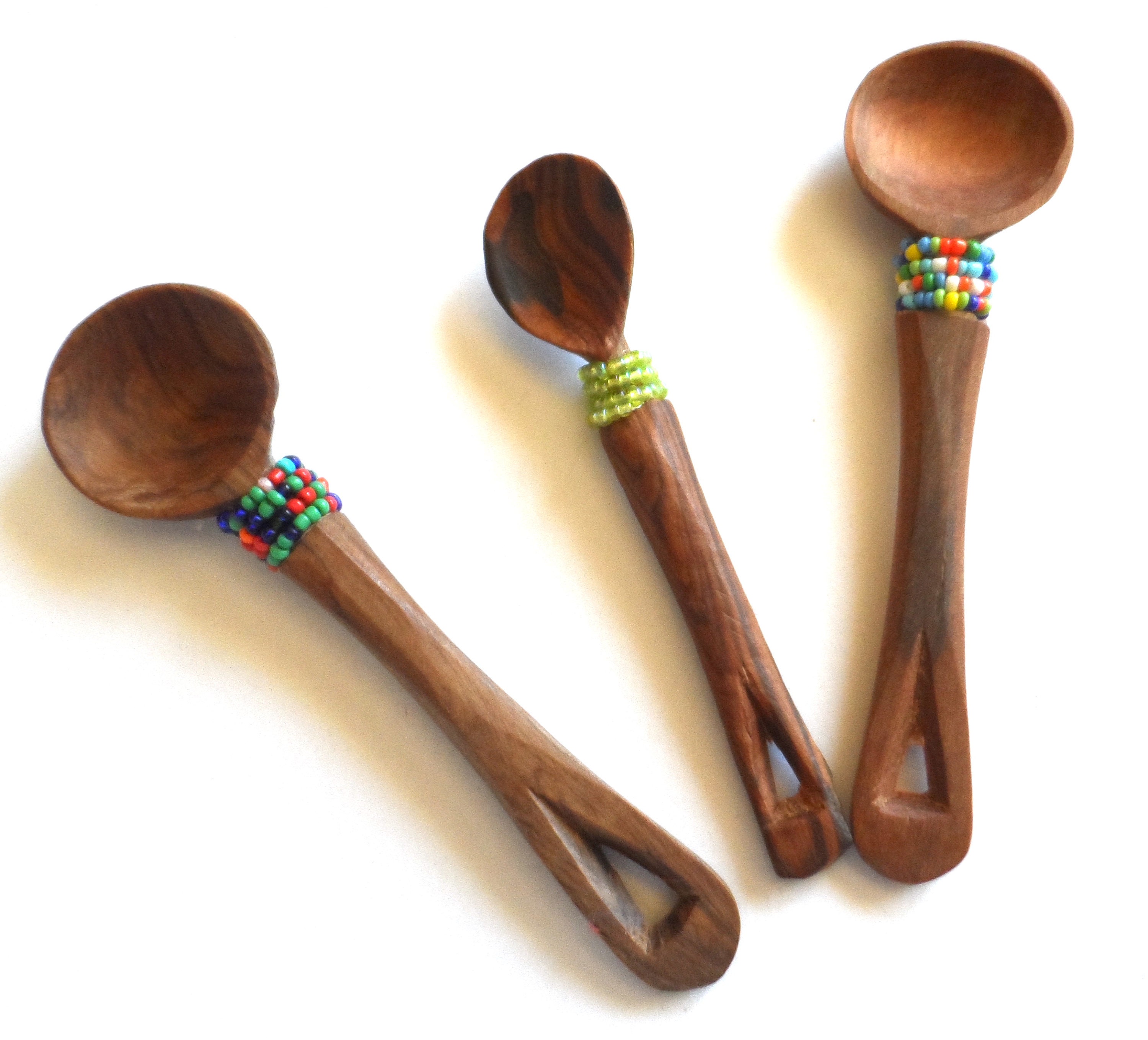 Wooden Beaded Small Spoons X 3 - Etsy UK