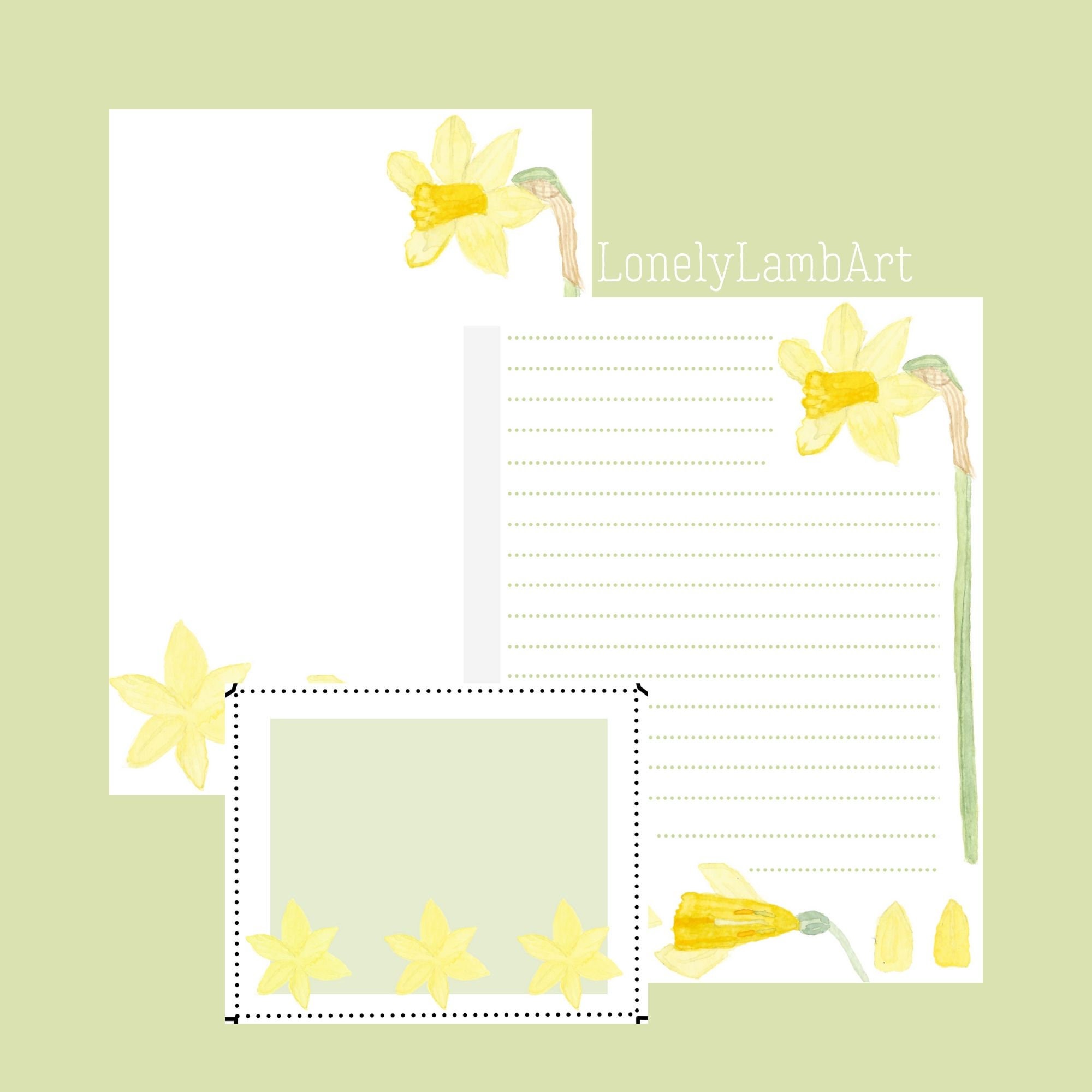 Watercolour Daffodil Letter Writing Set, Floral Printable Letter Paper ...