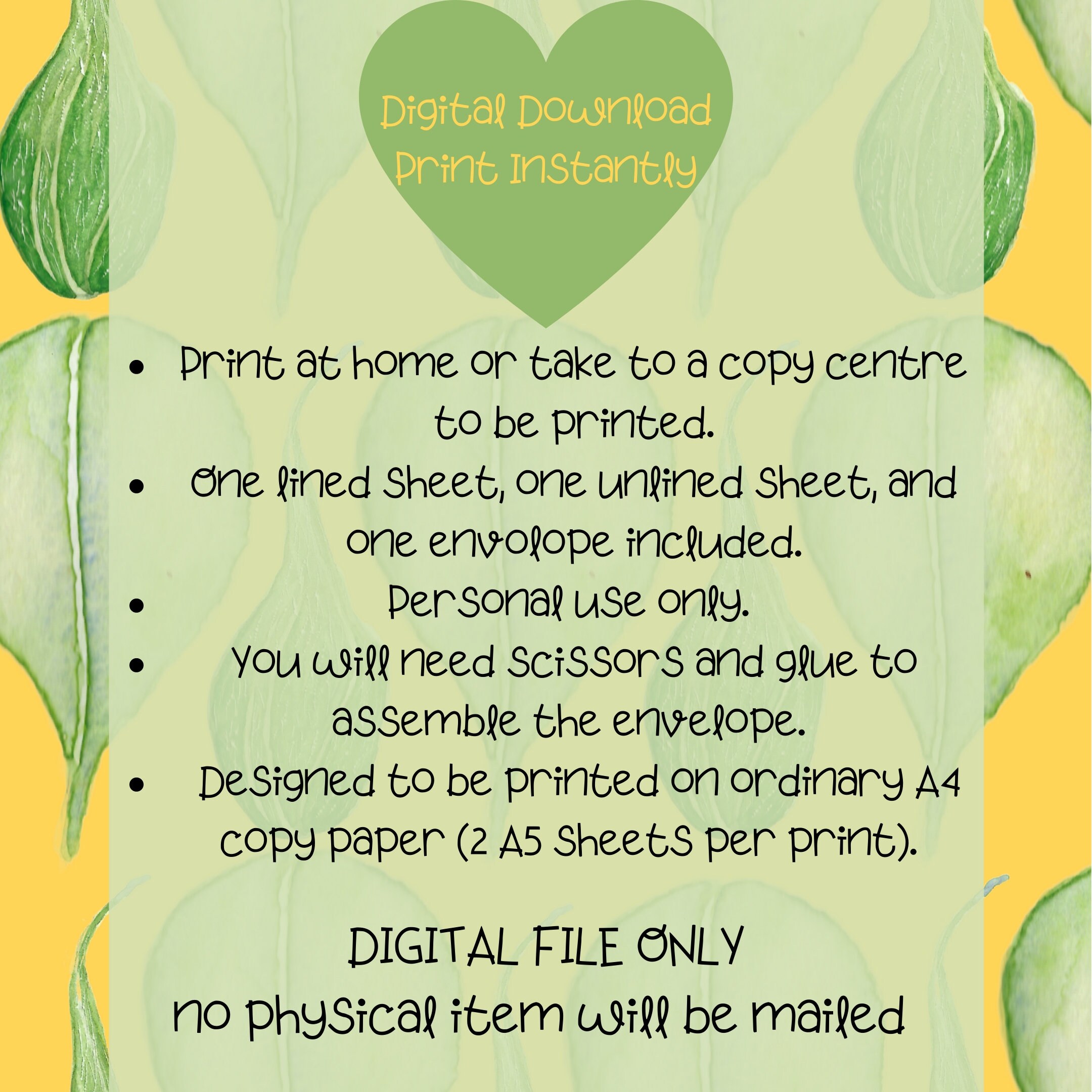 Watercolour Daffodil Letter Writing Set Floral Printable - Etsy