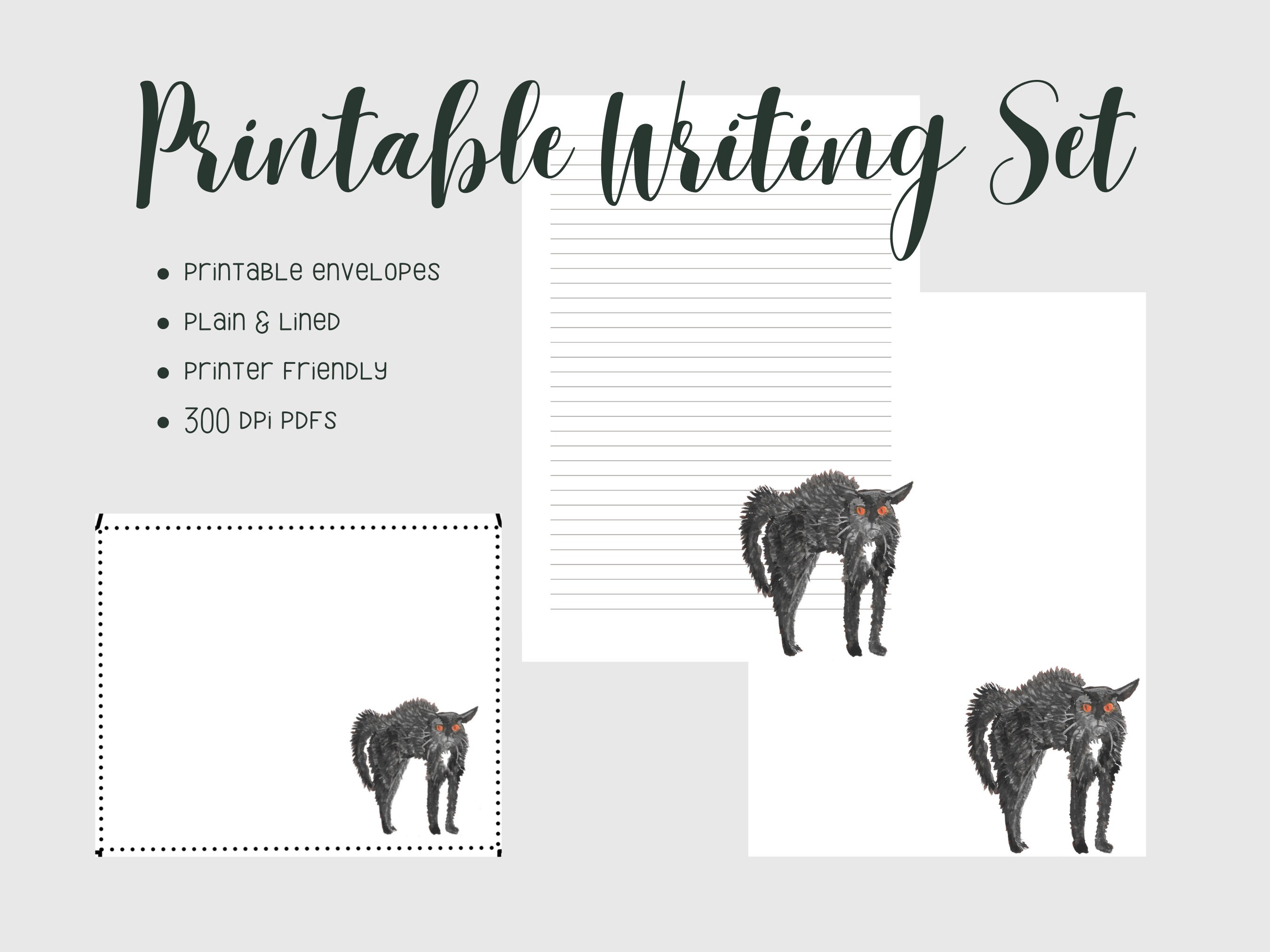 Halloween Letter Writing Paper Set Cat Stationery Paper - Etsy