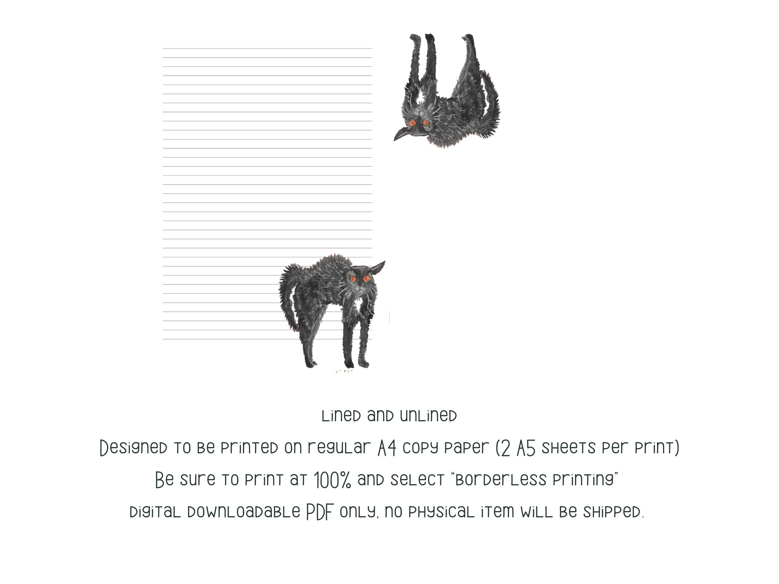 Halloween Letter Writing Paper Set Cat Stationery Paper - Etsy