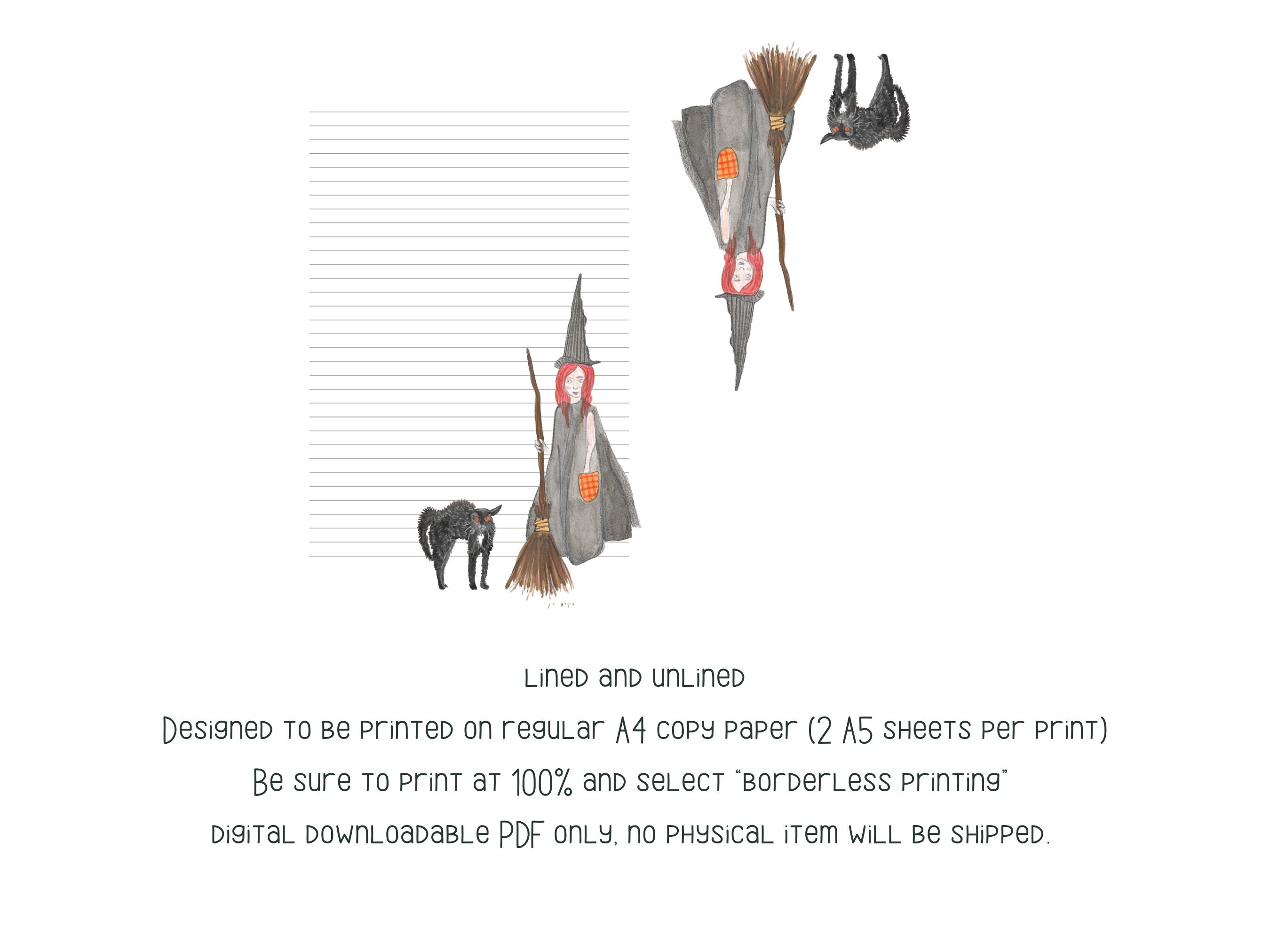 Printable Halloween Writing Paper Set, Instant Pdf Download, Spooky ...